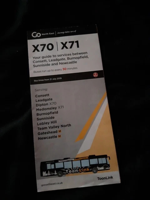 OLD BUS TIMETABLE Go North East Toonlink X70 X71 2019 Newcastle Consett £3.99 - PicClick UK