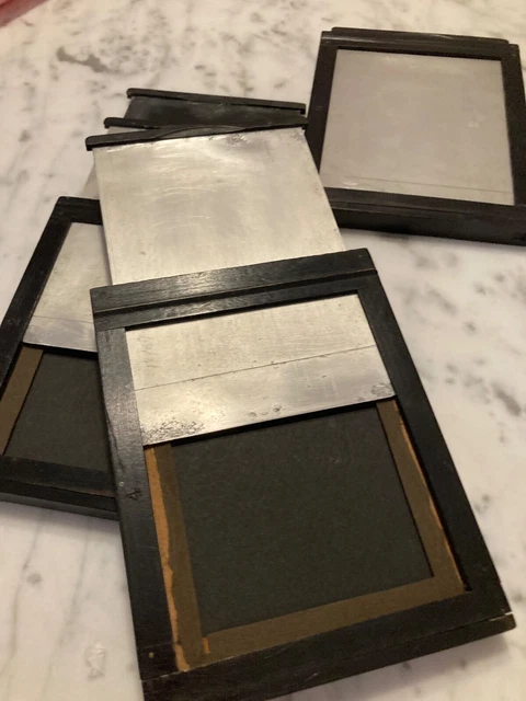 THREE WOODEN EBONISED PHOTO SLIDE FRAMES FOR OLD CAMERA GREAT FRAMES ...