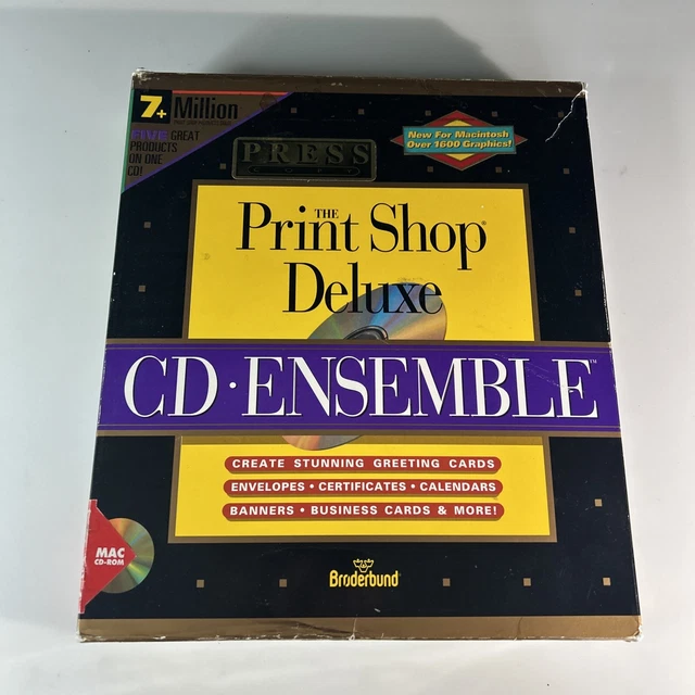 VINTAGE BRODERBUND THE Print Shop Deluxe CD Ensemble for Macintosh ...