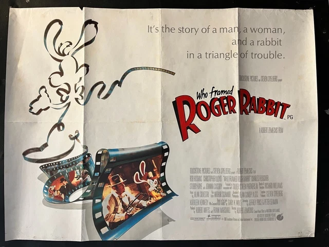 WHO FRAMED ROGER Rabbit rare UK Quad Movie Poster 80s cartoon animation ...