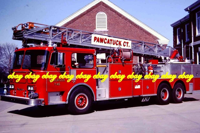 FIRE APPARATUS SLIDE Pawcatuck CT Fire Dept T45 1983 Seagrave Ladder ...