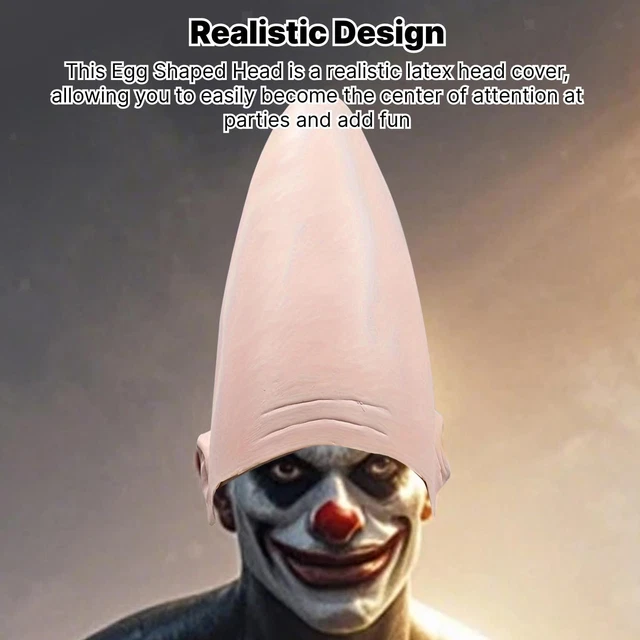 ALIEN CONE BALD Head Cover Women Men Role Playing Boys/Girls Latex Bald ...