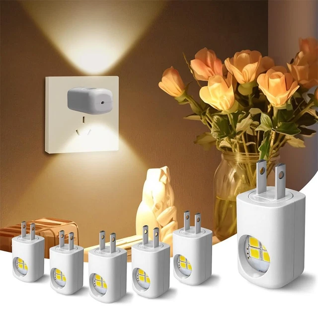NIGHT LIGHT 6 Pack, Dusk To Dawn Ambient Plug-In Wall Outlet Light M4X7 ...