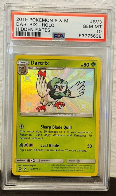 2019 POKÉMON SOLEIL et Lune destins cachés Dartrix Holo #SV3 PSA 10 ...