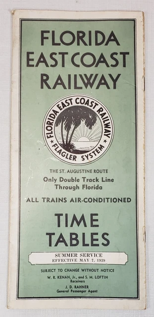 FLORIDA EAST COAST Railway Flagler System Railroad Time Table, 1939 $49 ...