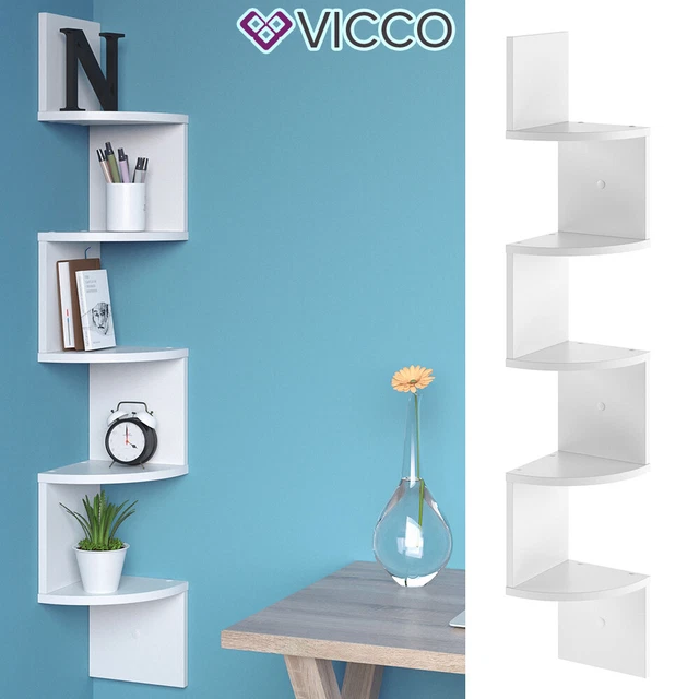 VICCO CORNER SHELF Snake Hanging Wall Bookshelf Design storage White £ ...