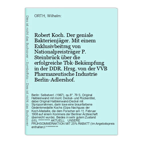 ROBERT KOCH. LE Génial Bakterienjäger. Avec un / Une Orth, Wilhelm EUR 22,75 - PicClick FR