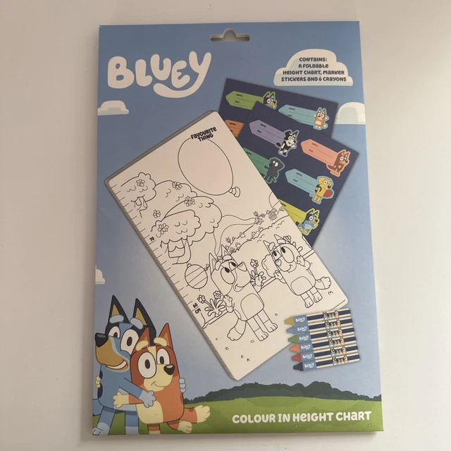 BLUEY HEIGHT WALL Colouring Chart Kid Child Living Room Bedroom ...