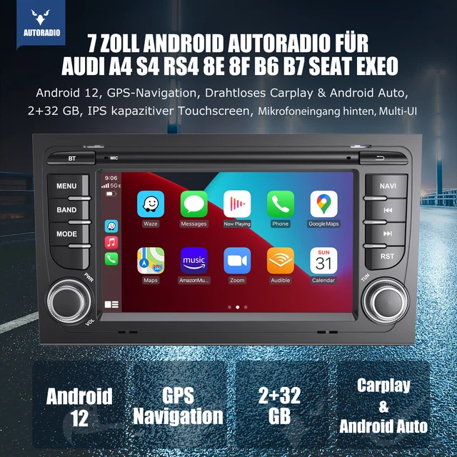PER AUDI A4 S4 RS4 8E 8F B6 B7 Carplay Android 12 2+32G autoradio fotocamera GPS RDS EUR 179,40 ...