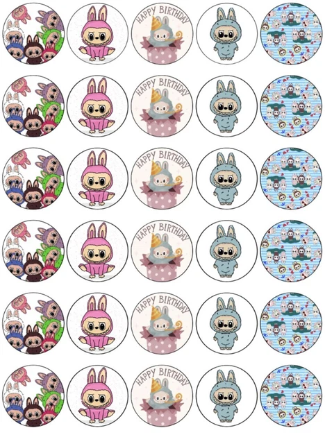 30 EDIBLE WAFER paper cake toppers Labubu 1.5inch/3.8cm £2.05 - PicClick UK
