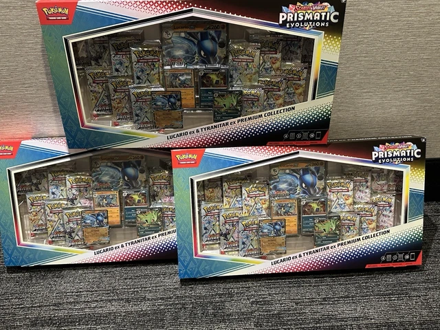 POKEMON PRISMATIC EVOLUTIONS Premium Collection Lucario Ex Tyranitar Ex ...