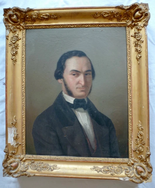 TABLEAU PORTRAIT HOMME XIXème Cadre 75 x 62,5 EUR 135,00 - PicClick FR