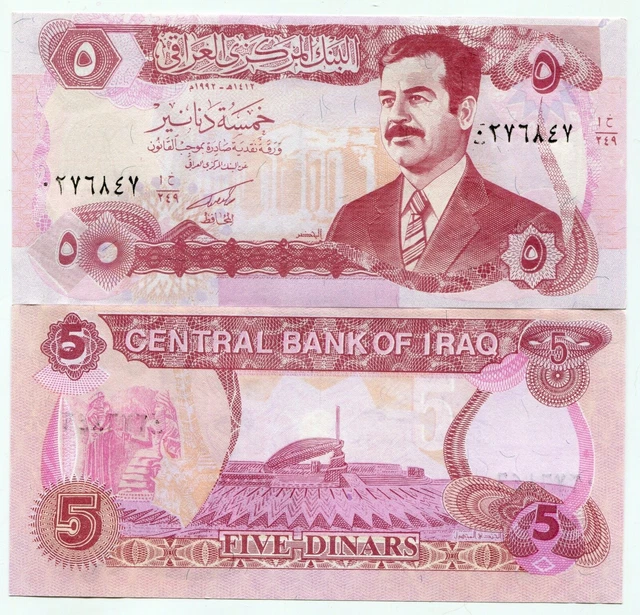 SADDAM IRAQI 5 Dinar Banknote UNC/XF Iraq - P 80 x 50 Note Lot - 1/2 ...