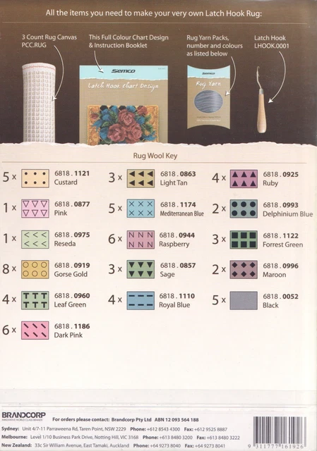 ROSES RUG - Latch hook chart design - Semco - 89cm x 50cm - RUGC.0002 ...