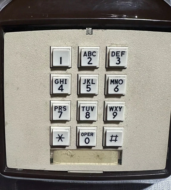 VINTAGE COMDIAL PUSH Button Desktop Telephone W/Cords (Brown) Retro ...