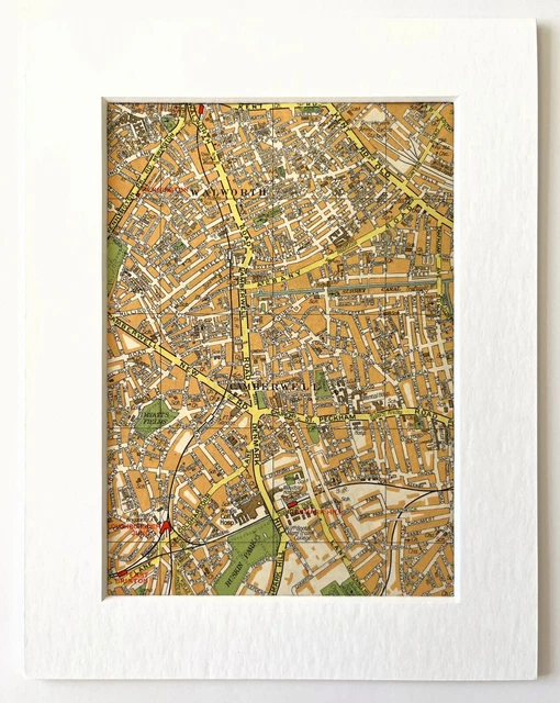 ANTIQUE 1930S LONDON Map - Mounted - WALWORTH, CAMBERWELL, DENMARK HILL ...