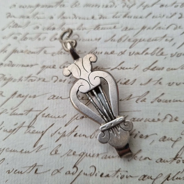 CROCHET CLAVET DE Chatelaine Forme Lyre Argent Bijou Régional Vendée ...