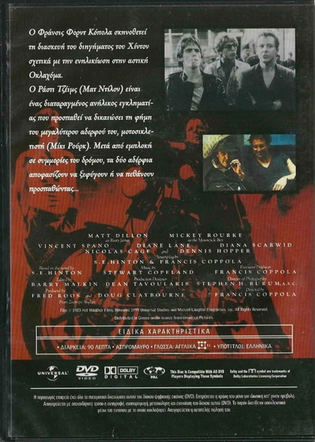 RUMBLE FISH (MATT Dillon, Mickey Rourke, Diane Lane, Vincent Spano) ,R2 ...