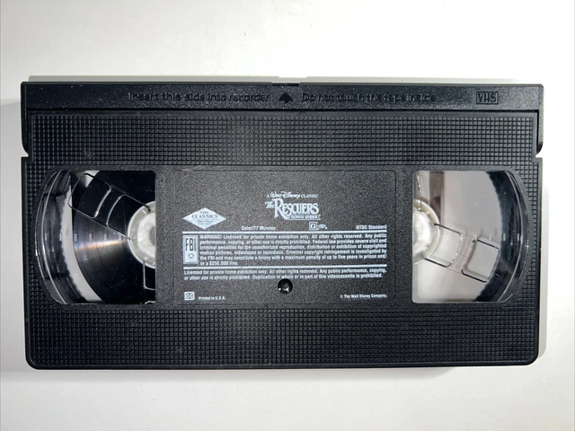 THE RESCUERS DOWN Under Walt Disney VHS Tape 1991 The Classics (No Case ...