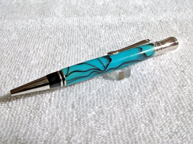 HANDMADE BLUE TURQUOISE Acrylic Executive Style Twist Pen $39.95 - PicClick