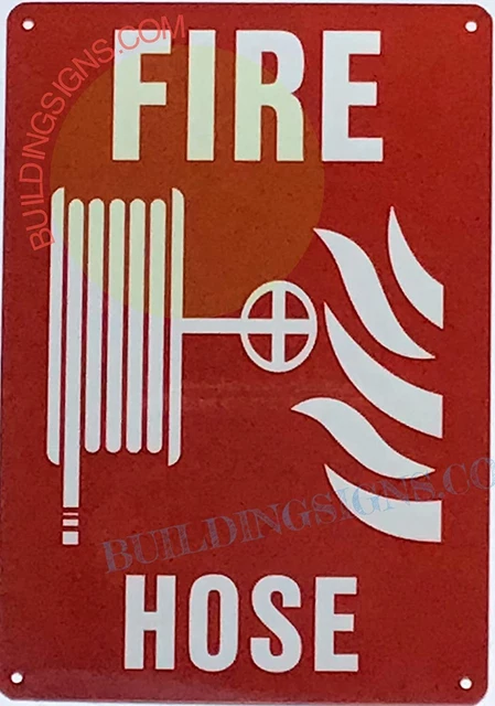 FIRE HOSE SIGN with Symbol (Reflective, Aluminum, RED Background £8.45 ...