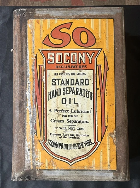 1920S RARE SO Standard Oil SOCONY 5 Gallon Oil Can $23.95 - PicClick