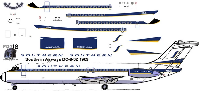 SOUTHERN MCDONNELL DOUGLAS DC-9-32 airliner Pointerdog7 decals for ...