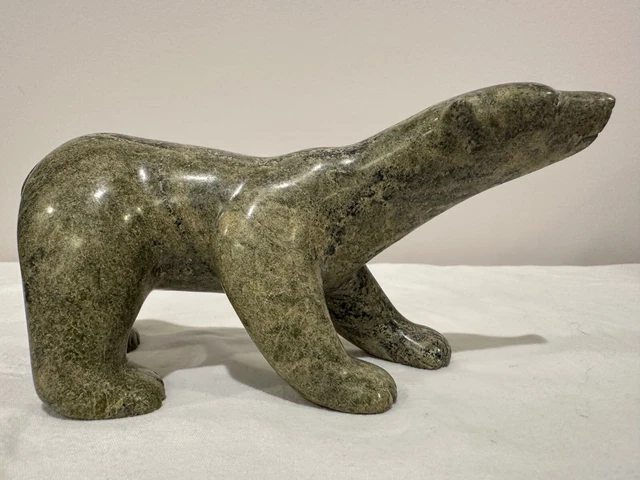 AUTHENTIC INUIT (ESKIMO) Soapstone Carving BEAR - Pauloosie Joanasie ...