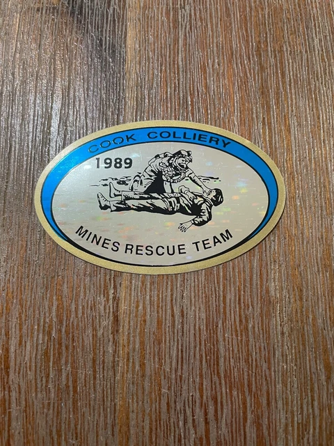 COOK COLLIERY MINES Rescue Team 1989 - Red - Hologram MINING STICKER $1 ...