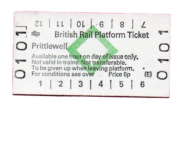 BR (E) RAILWAY platform ticket - PRITTLEWELL. 6p. Edmondson card green ...