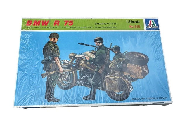 ITALERI 1/35 SCALE BMW R75 With Sidecar WWII Model kit #315 New Old ...
