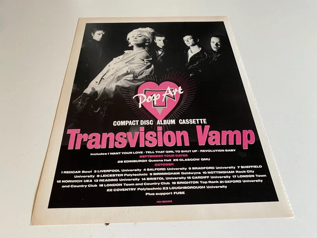 FRAMED MAGAZINE ADVERT 12X9" Transvission Vamp : Pop Art Album & Tour ...