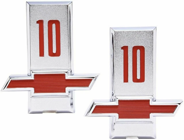 71-72 CHEVY C10 Truck LH/RH CHEYENNE 10 Fender Emblems Pair w/Fasteners ...