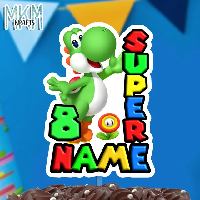 SUPER MARIO CAKE Topper *any name & age * birthday card * yoshi * £5.64 ...