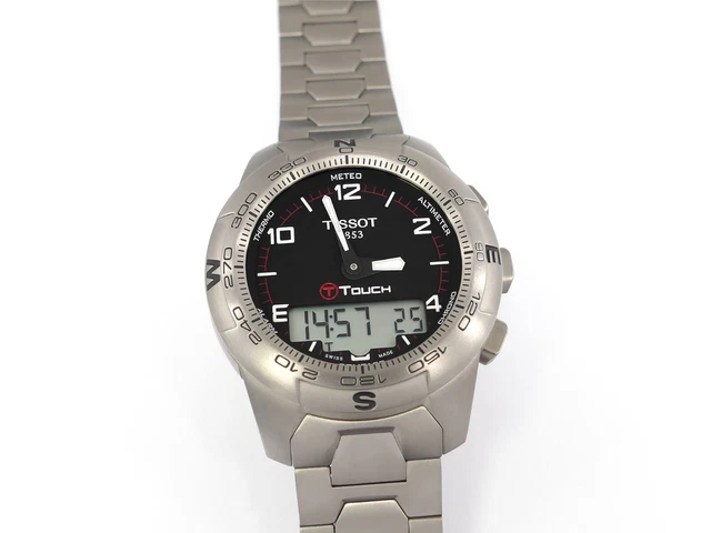 TISSOT T-TOUCH II Black Dial Titanium Touchscreen Digital Multifunction ...