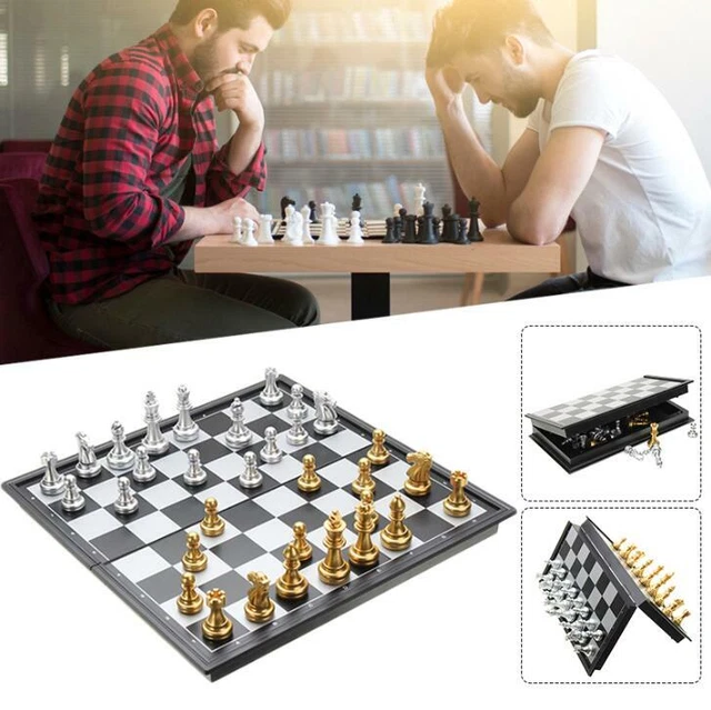 PORTABLE MAGNETIC FOLDING Chess Board Chessboard Box Set Travel Kid ...