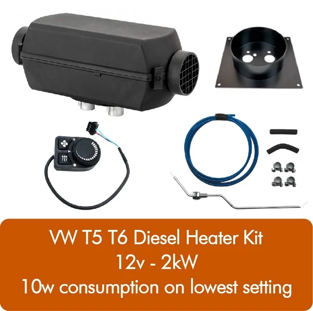 VW T5 T6 Diesel Heater 2kW 12v Internal Kit f/ Camper Campervan Van HE7 ...