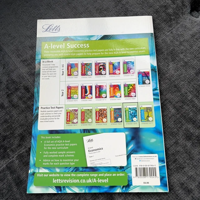 LETTS A LEVEL Success Economics Aqa Practice Test Papers £2.77 ...