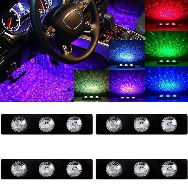 4X CAR ROOF Ceiling Footwell Interior USB RGB Atmosphere Neon Accent ...