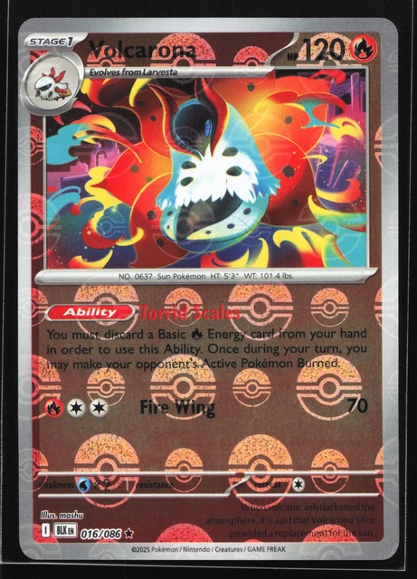 VOLCARONA (POKE BALL) 016/086 SV: Black Bolt Reverse Holo Rare Pokemon Card £1.82 - PicClick UK