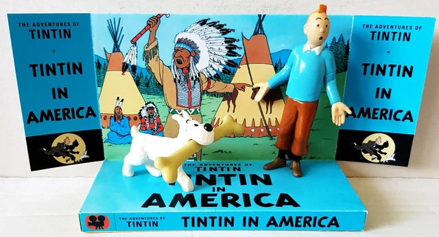 TINTIN COMIC ACTION Figure Set on Custom IN AMERICA Display Diorama $38 ...