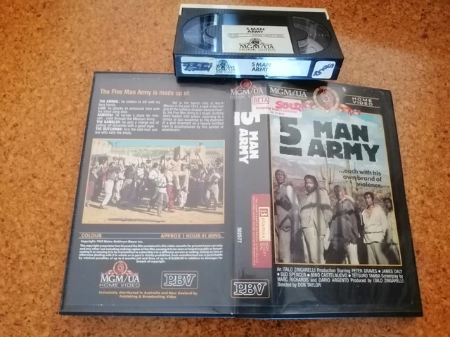 5 MAN ARMY (1969) - RARE MGM/UA 1980's Rental Beta 1st Issue - ACTION ...