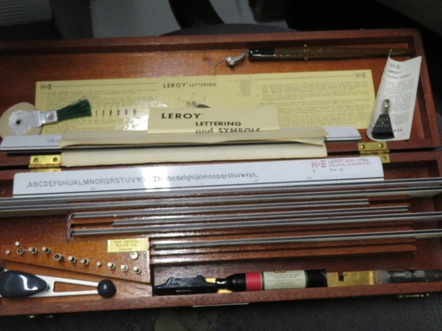 VINTAGE KEUFFEL & Esser LeRoy Lettering Drafting Tool Set & Paperwork ...