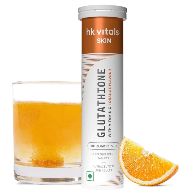 HEALTHKART GLUTATHIONE EFFERVESCENT Tablets, Vitamin C & E, Orange 15 ...