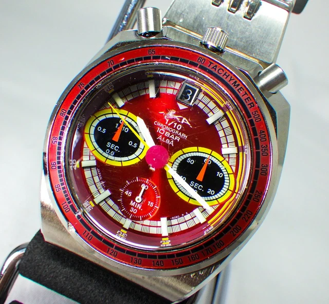 SEIKO ALBA AKA BULLHEAD Wristwatch Red Dial V657-6060 #053e EUR 199,93 ...
