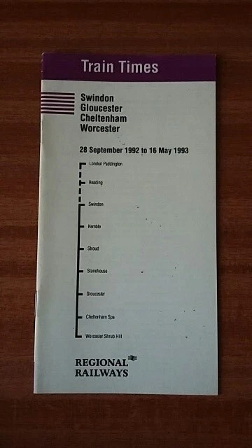 BRITISH RAIL REGIONAL railways 1992/93 Swindon-Worcester train ...