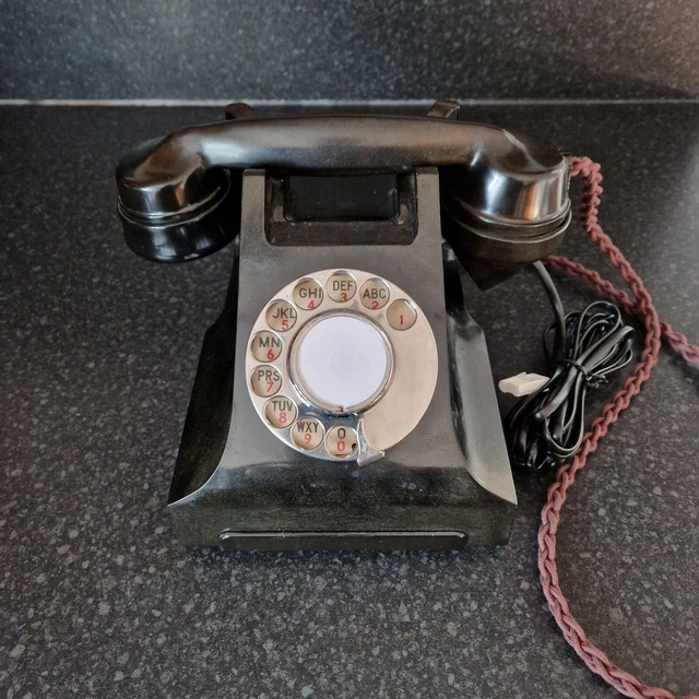 VINTAGE 1950S BLACK Bakelite Dial Telephone model 332f converted £50.00 ...