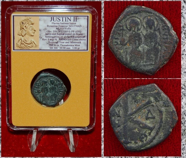 ANCIENT COIN BYZANTINE EMPIRE JUSTIN II Sophia and Justin II On Thrones ...
