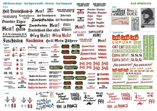 1:56 SCALE WW2 Diorama Decals (Graffiti & Tank Slogans) £9.04 - PicClick UK