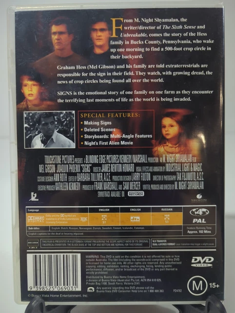 SIGNS - MEL Gibson - DVD - Region 4 With Booklet Free Postage £6.29 ...